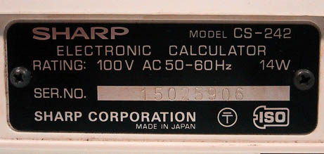 SHARP COMPET 242 (Model CS-242)